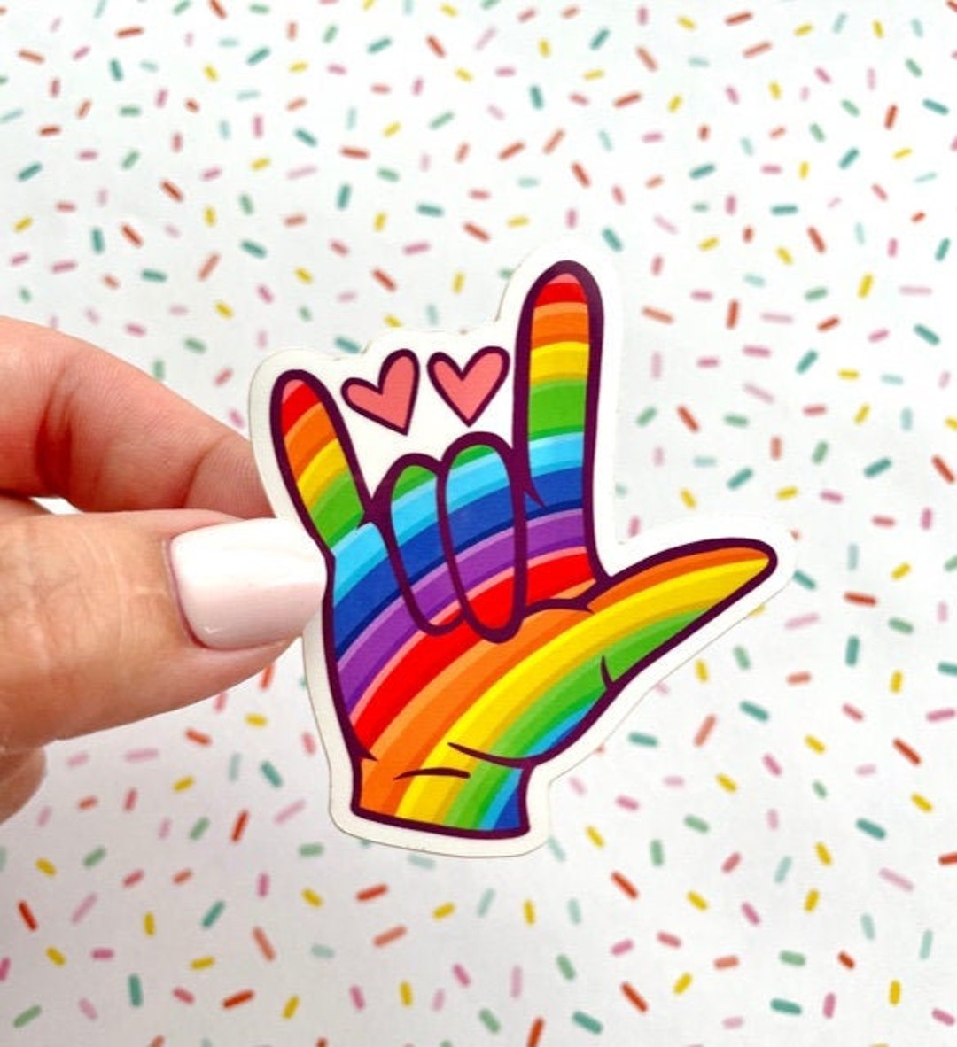 Sign Language, Sticker, I Love You, Rainbow Art, Laptop Sticker ...