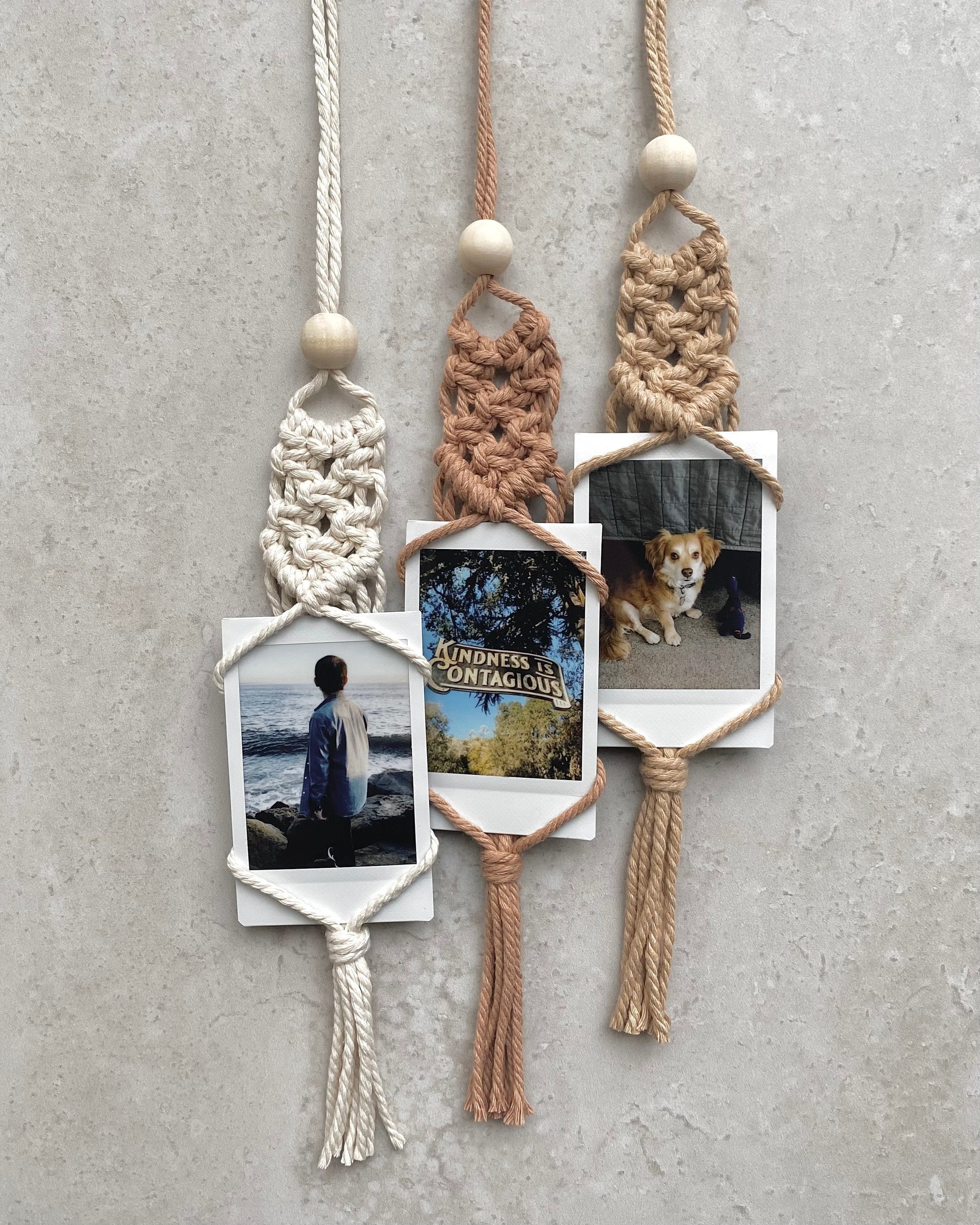 Wedding favors Macrame Car Charm BOHO Handmade Car Accessory Polaroid ...