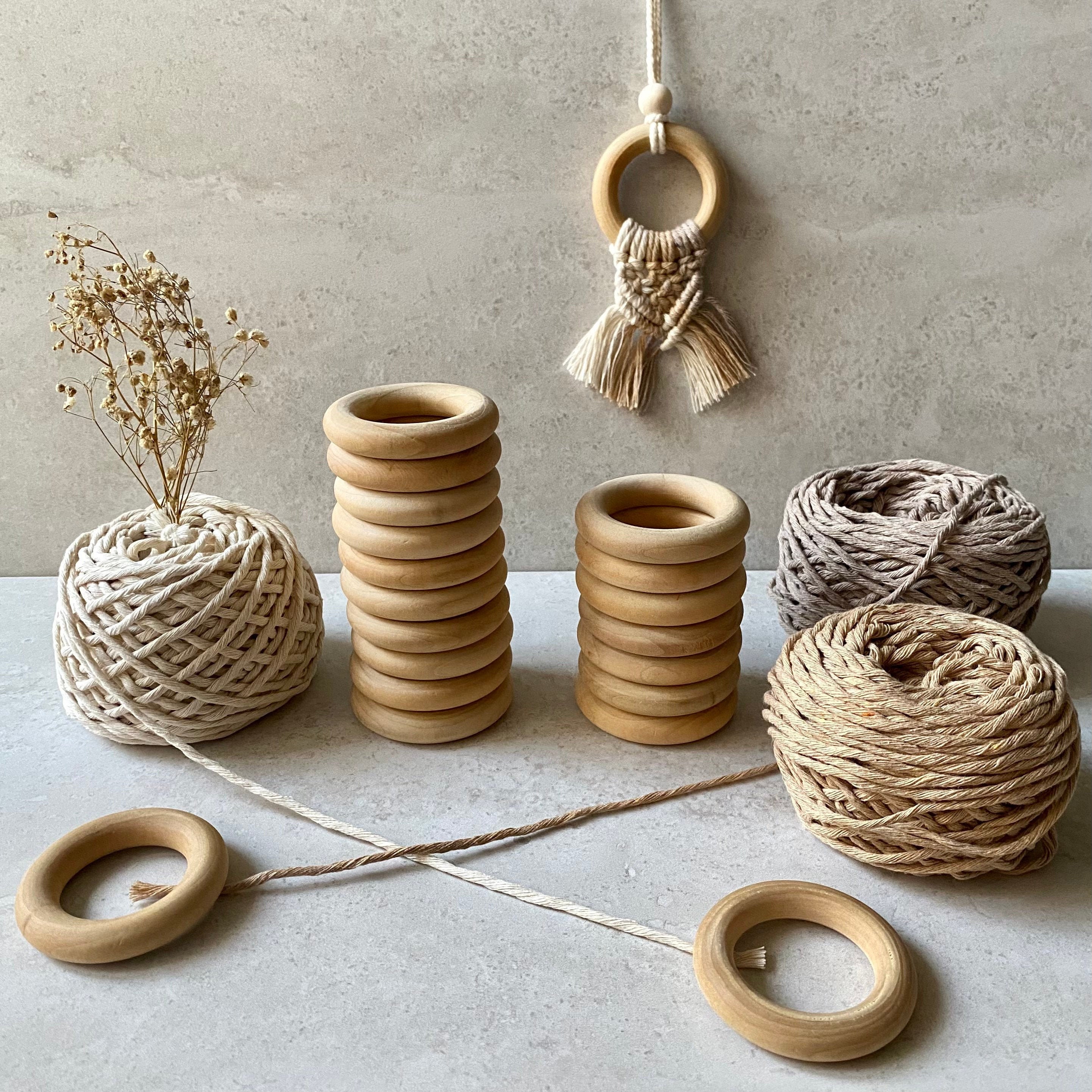 2.5 Natural High-quality Wood Rings Wood Macrame Rings - Etsy