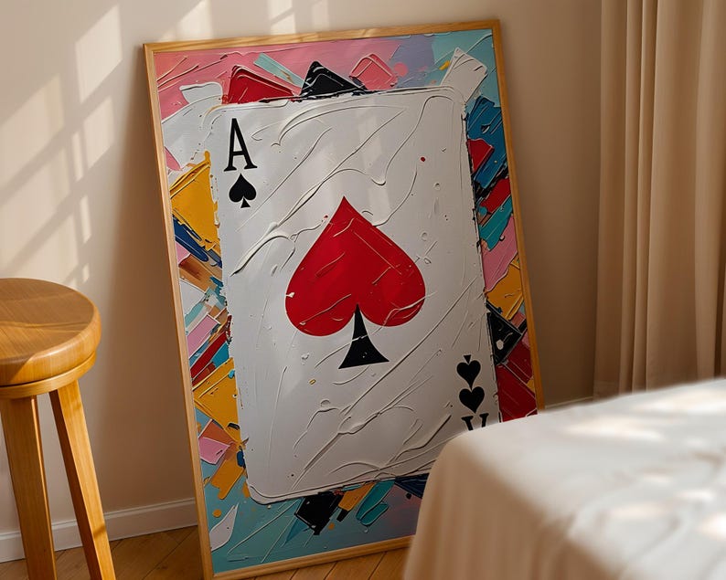 Ace of Spades Art, Playing Card Print, Retro Card Poster, Poker Room ...
