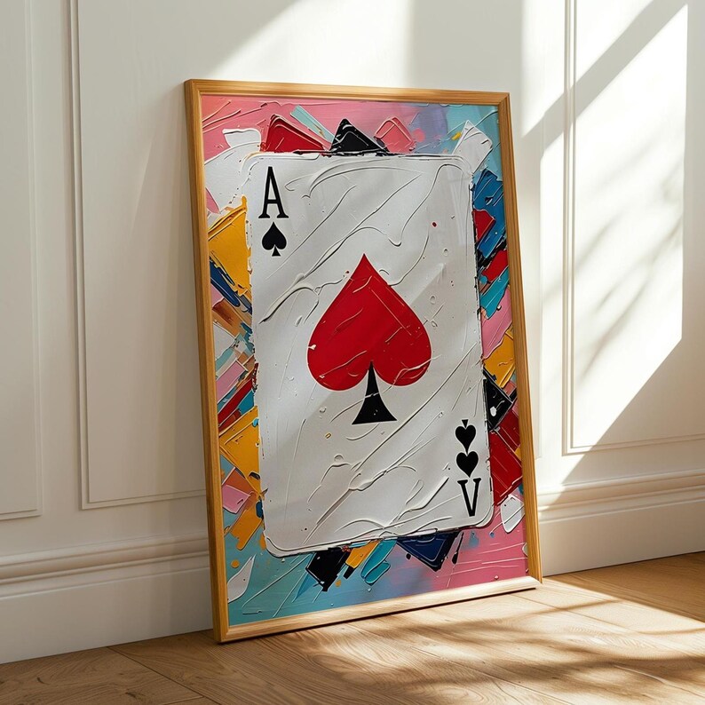 Ace of Spades Art, Playing Card Print, Retro Card Poster, Poker Room ...