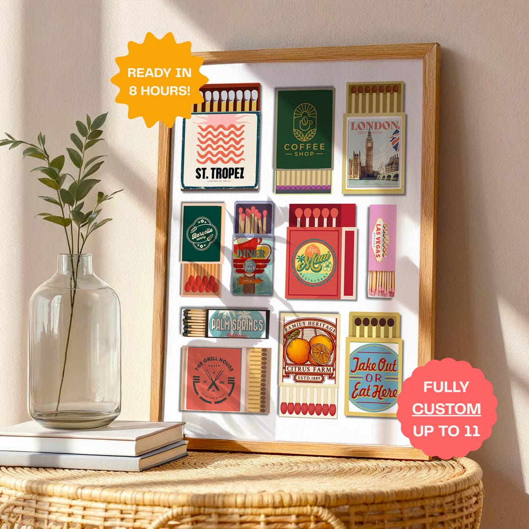 Custom Matchbox Art, Personalized Digital Matchbox Print, Large Matches ...