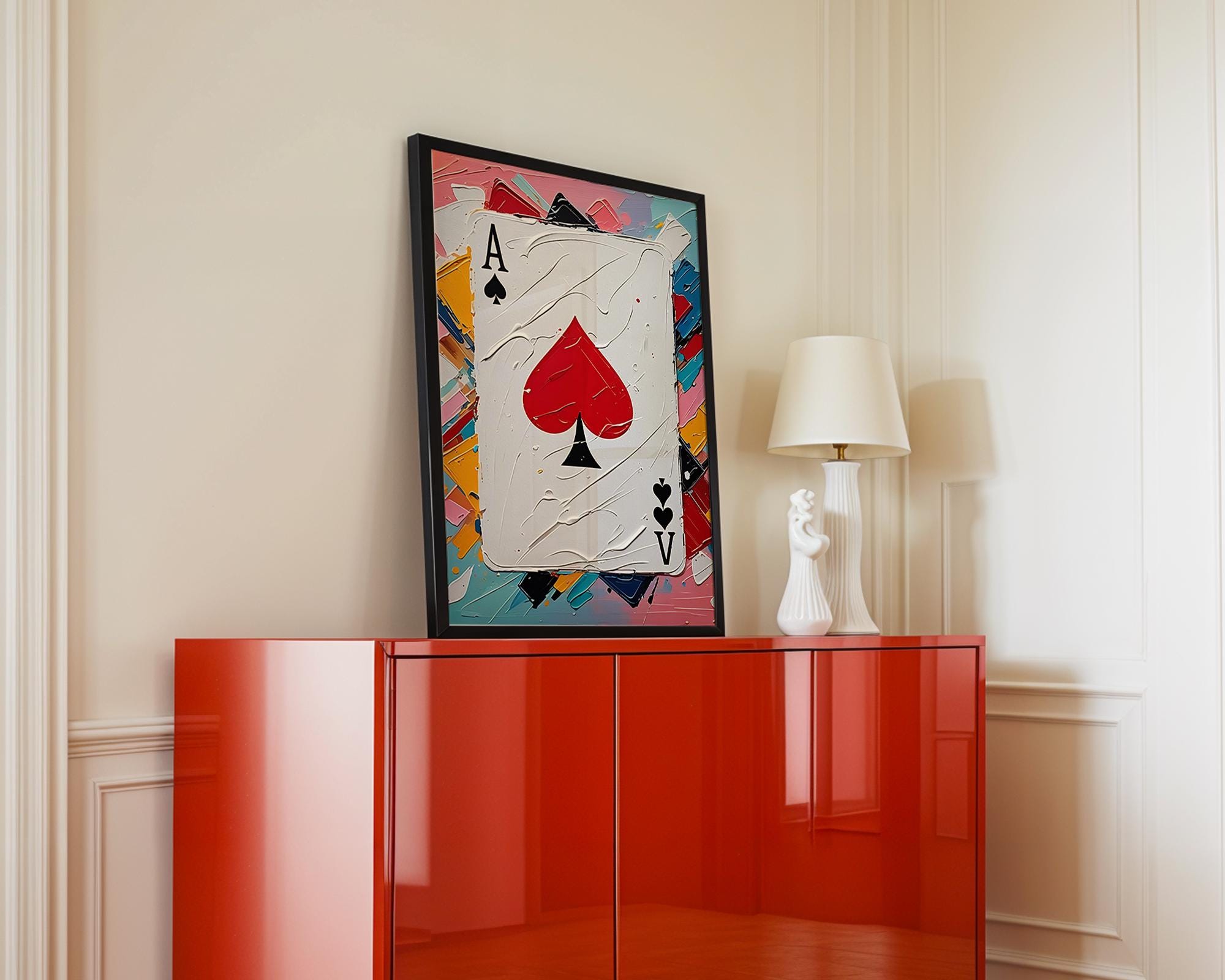 Ace of Spades Art, Playing Card Print, Retro Card Poster, Poker Room ...