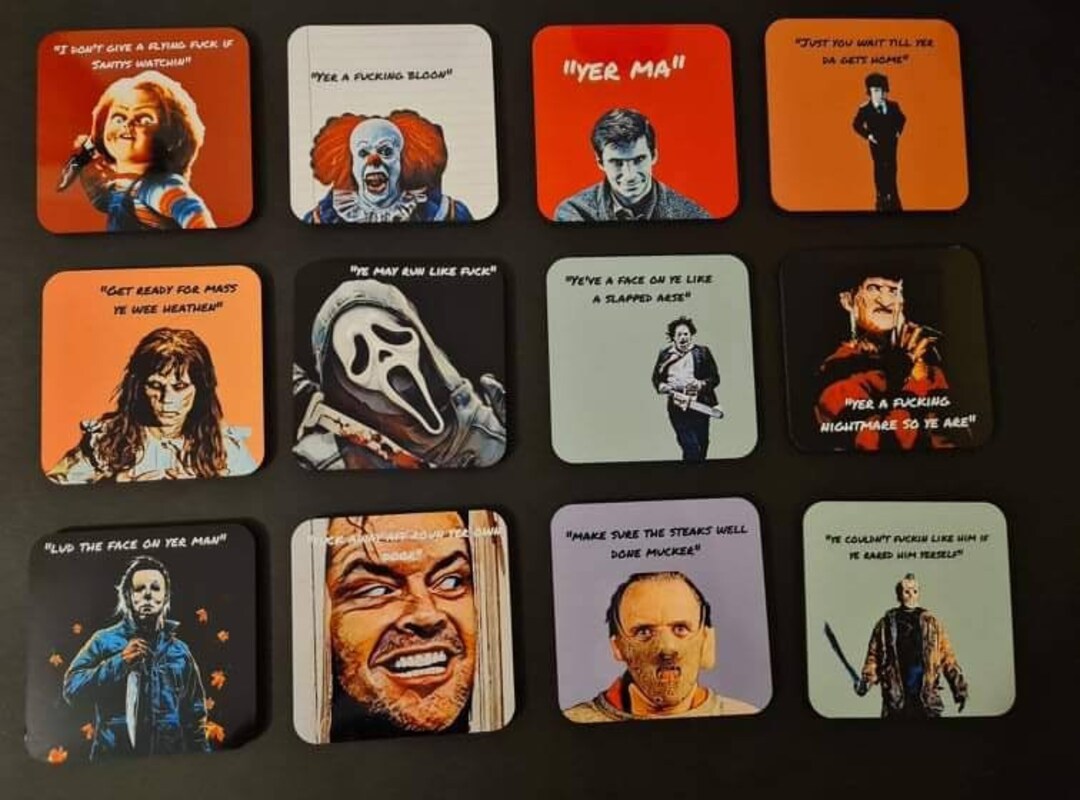 Set of 12 Horror Movie Coasters - Etsy