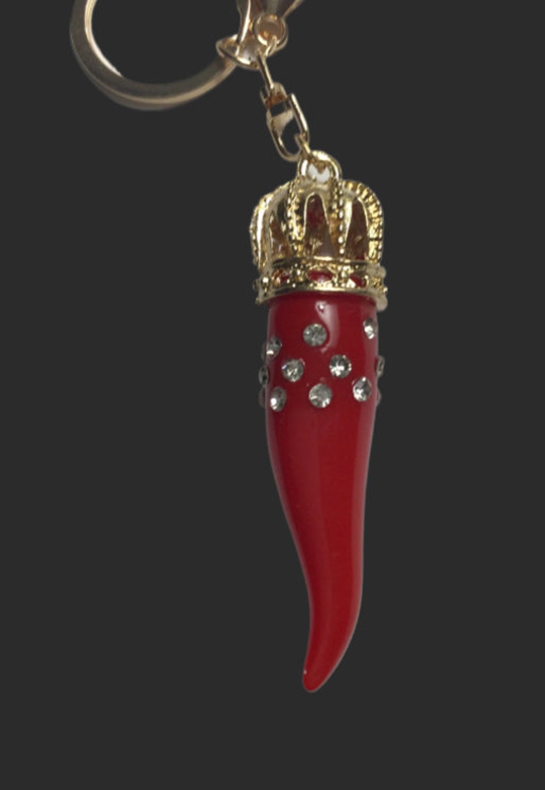 Gold Crown Corno Good Luck, Italian Pepper Keychain - Etsy