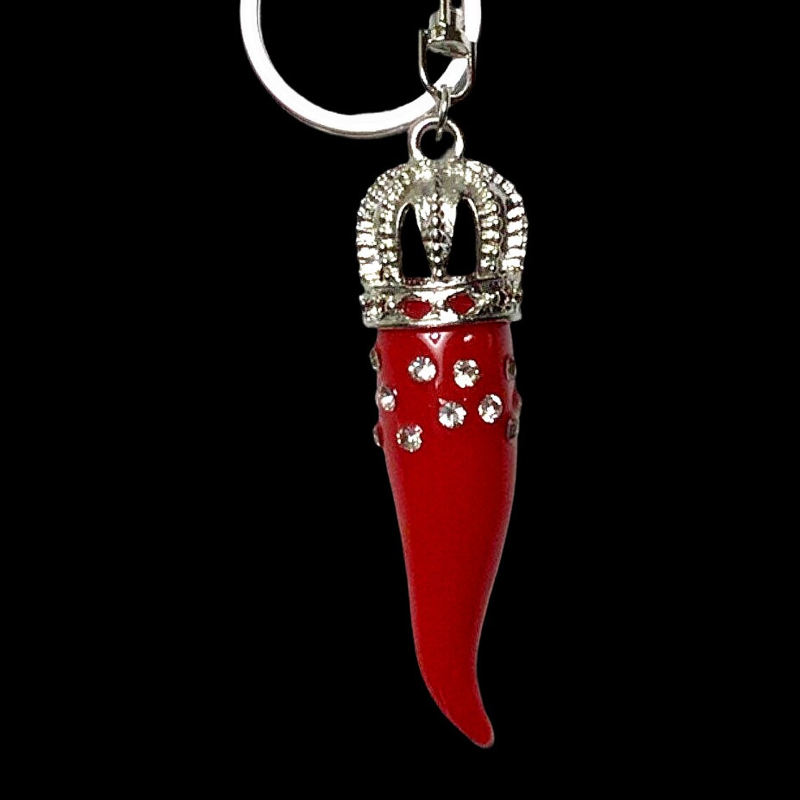 Silver Crown Corno Good Luck, Italian Pepper Keychain - Etsy
