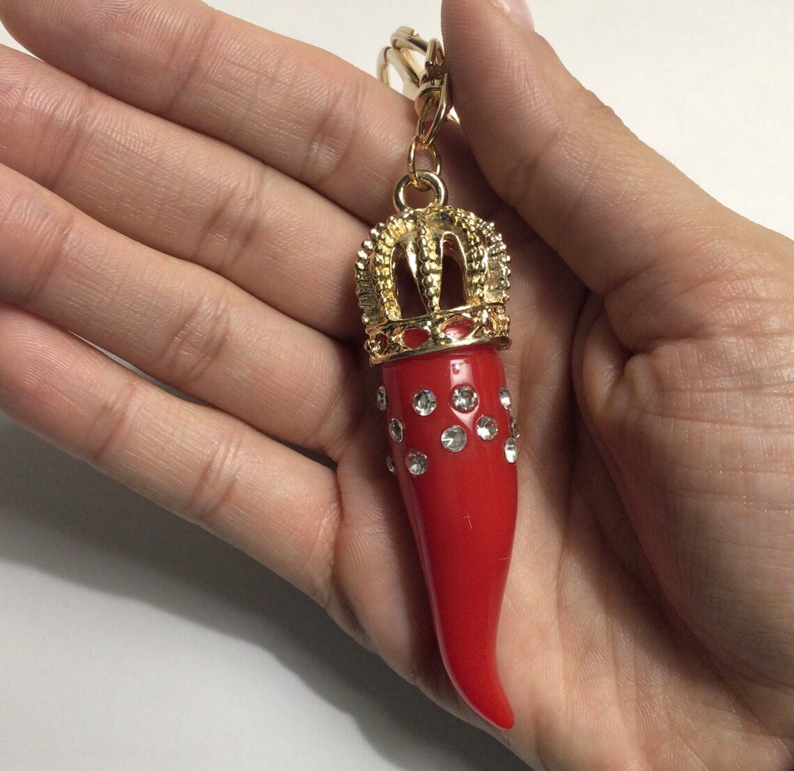 Gold Crown Corno Good Luck, Italian Pepper Keychain - Etsy