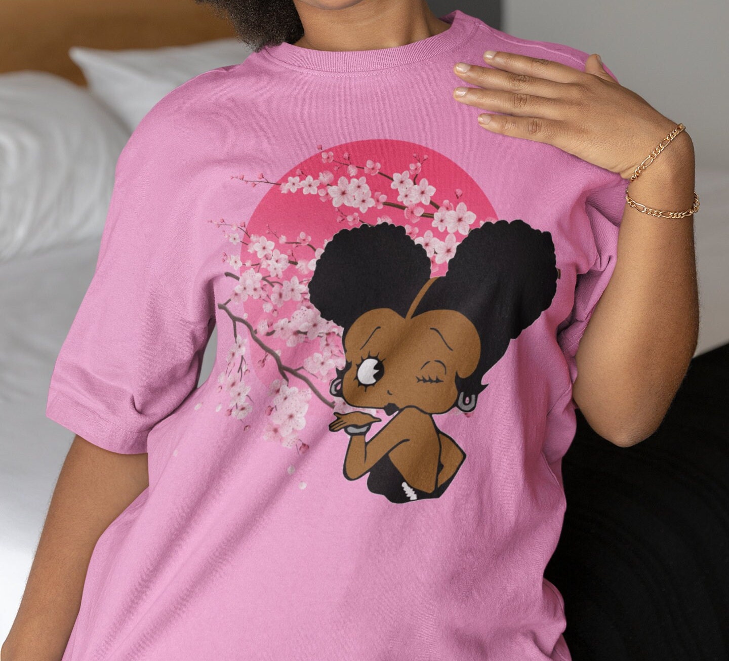 Spring Radiance: Betty Boop Among Cherry Blossoms T Shirt Gift for Her ...