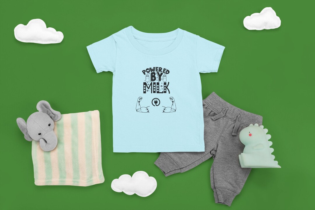 Blue Powered by Milk Muscle Baby, Classic Baby Crewneck T-shirt - Etsy