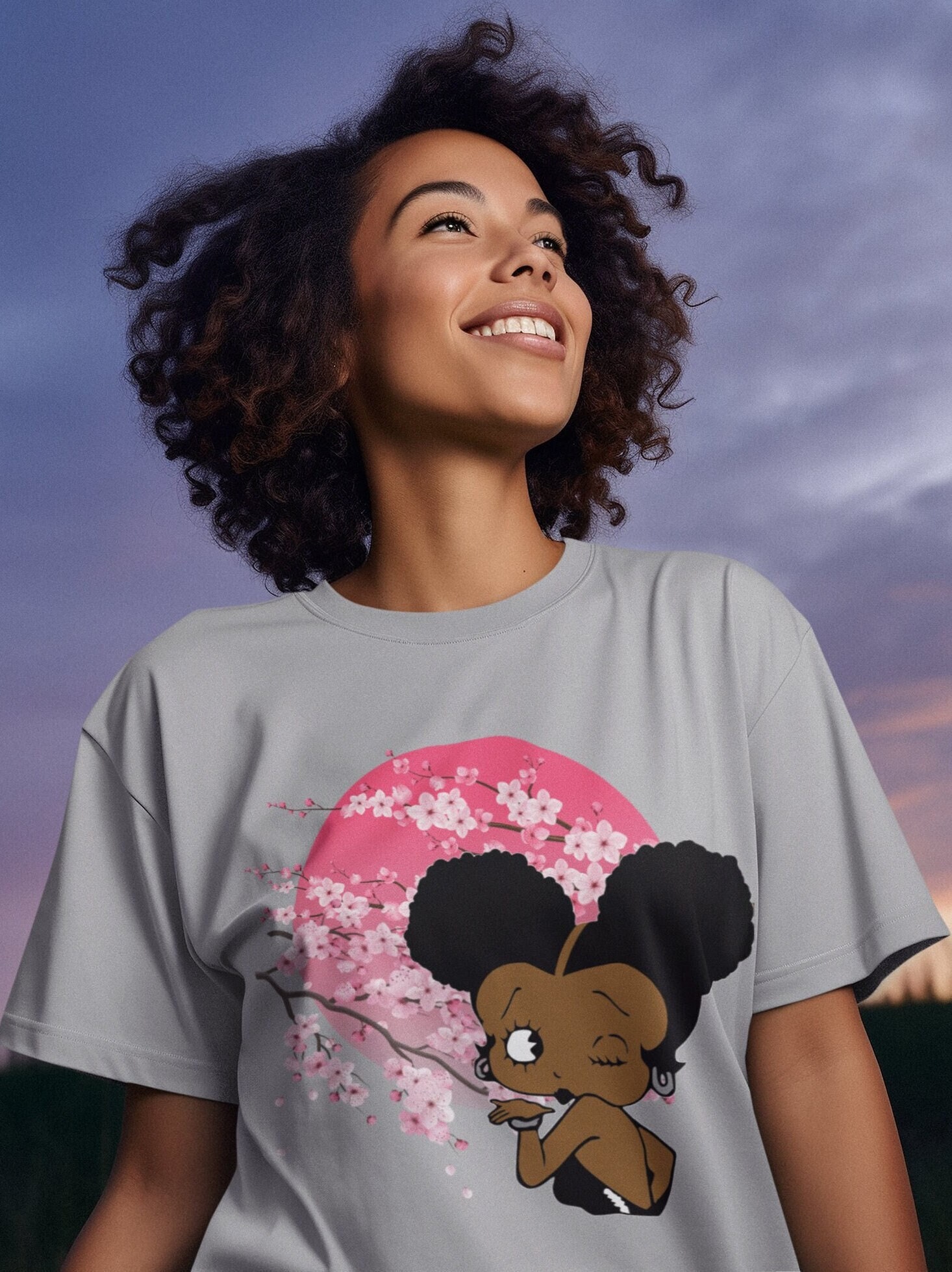 Spring Radiance: Betty Boop Among Cherry Blossoms T Shirt Gift for Her ...