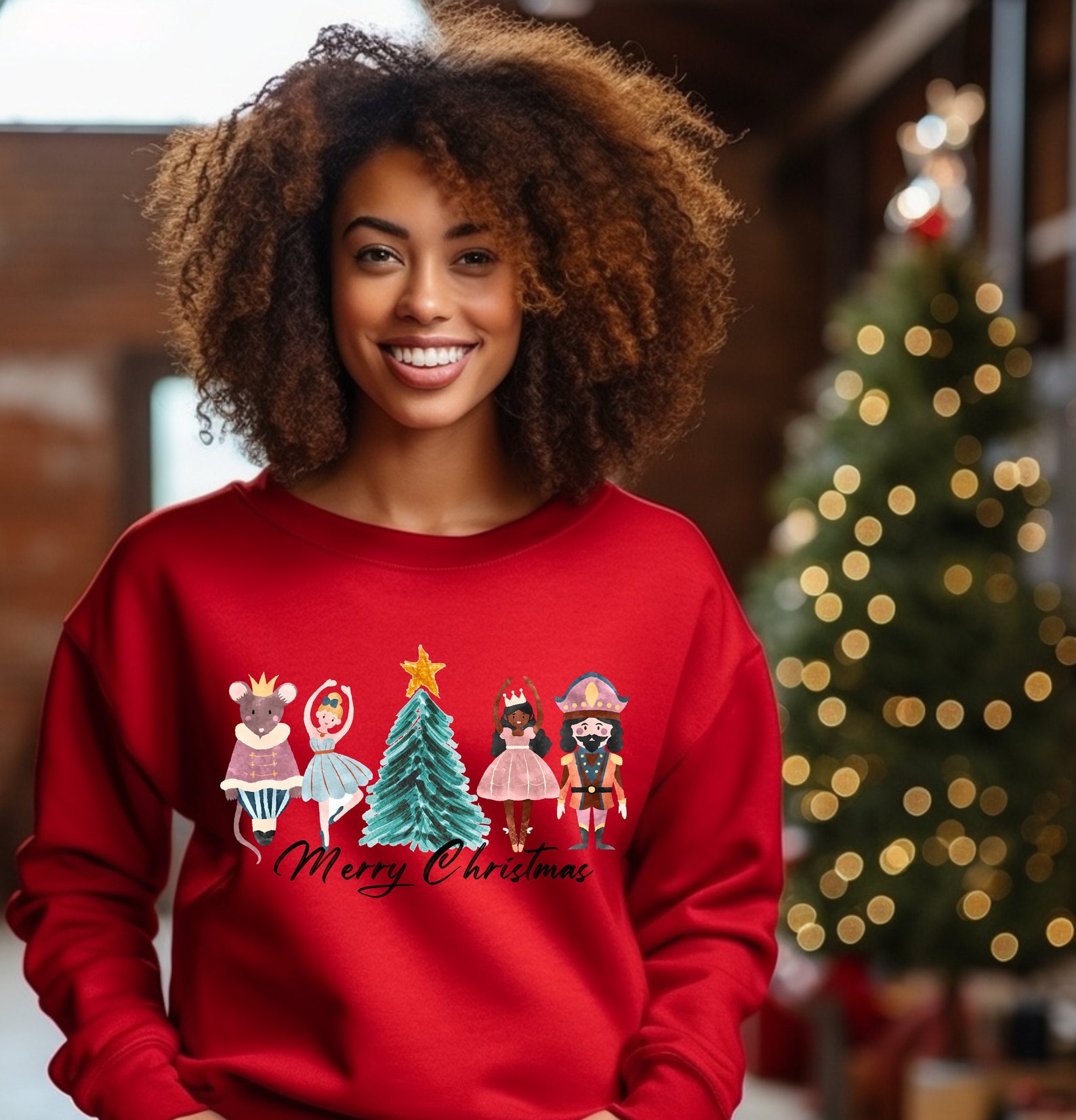 Nutcracker Sugar Plum Fairy and Cavalier Mistletoe T Sweatshirt ...