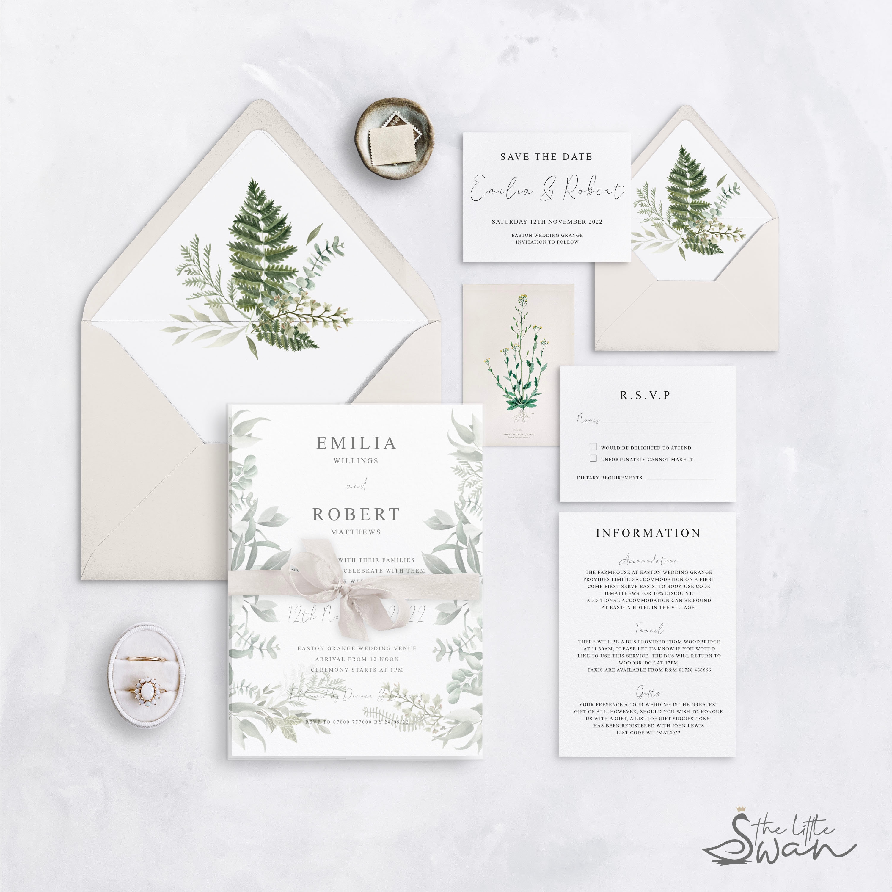FERN - Botanical Vellum Wrap Wedding Invitations - Fern Collection ...