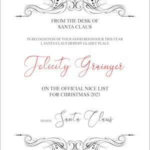 Personalised Santa Letter and Nice List Certificate - Gold Foil - Wax ...