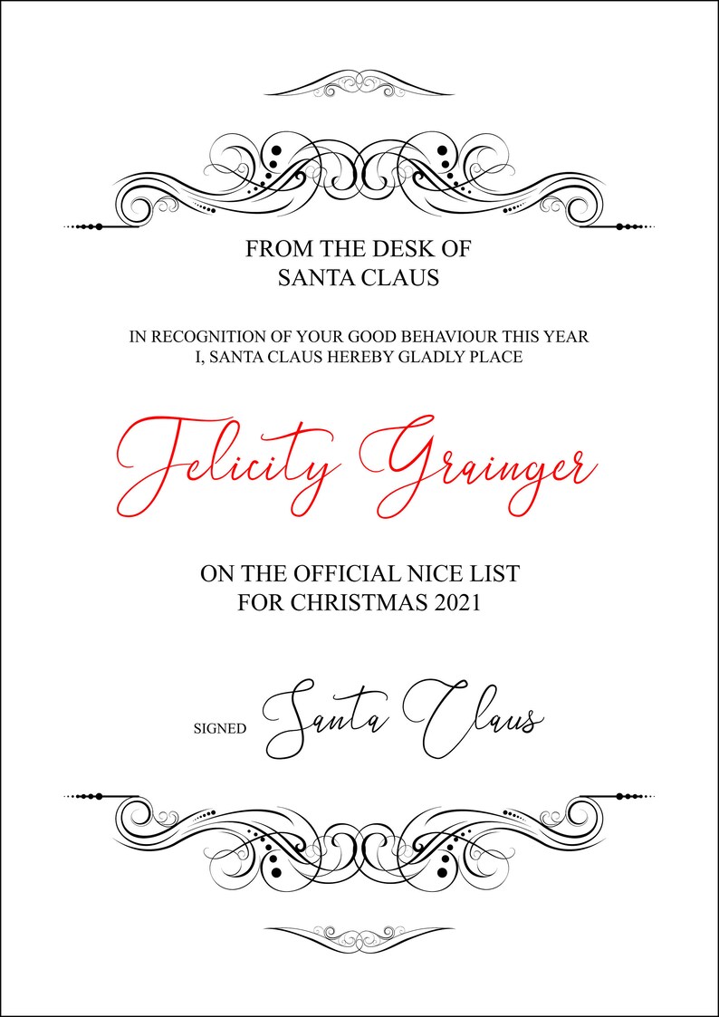 Personalised Santa Letter and Nice List Certificate - Gold Foil - Wax ...