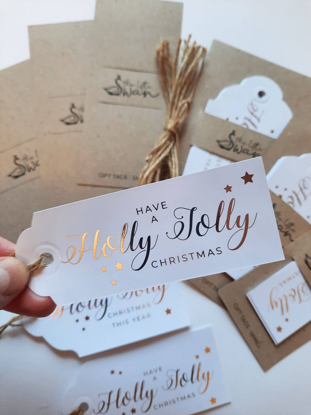 Holly Jolly Christmas Gift Tags 3 Sizes Available Gold Foiled Luxury 8 ...