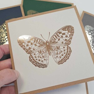 5 Pack Butterfly Print Foiled Greetings Card - Square - Blank Inside - Etsy