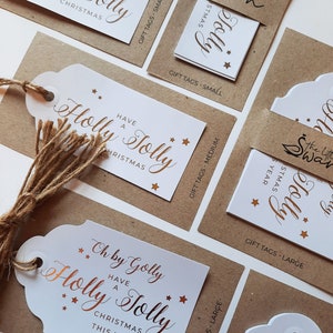 Holly Jolly Christmas Gift Tags 3 Sizes Available Gold Foiled Luxury 8 ...