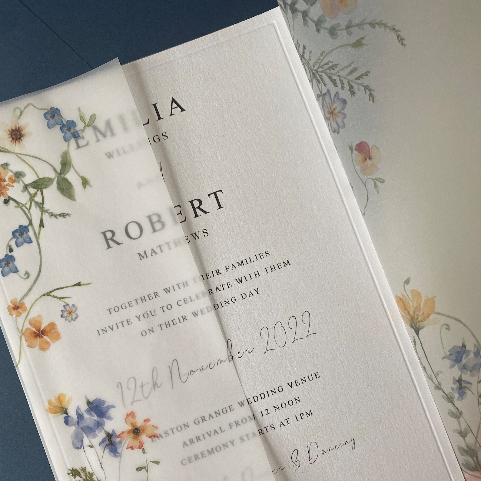 WILDFLOWER Vellum Wrap Wedding Invitations Wildflower - Etsy