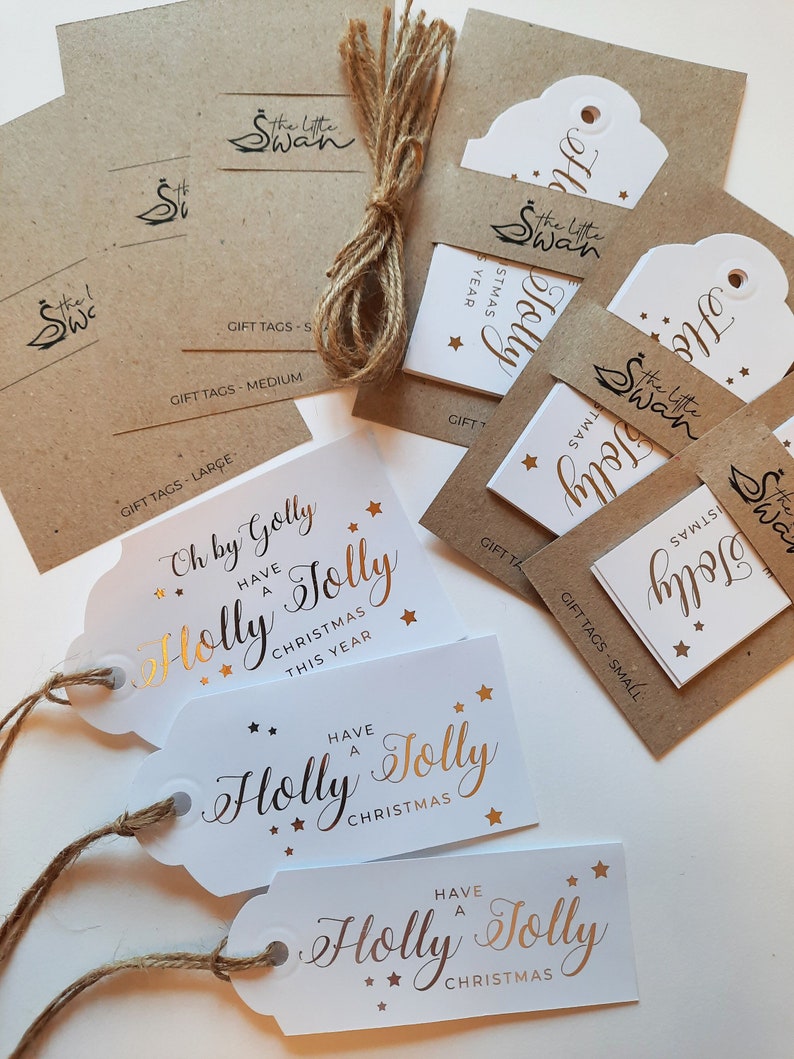 Holly Jolly Christmas Gift Tags 3 Sizes Available Gold - Etsy
