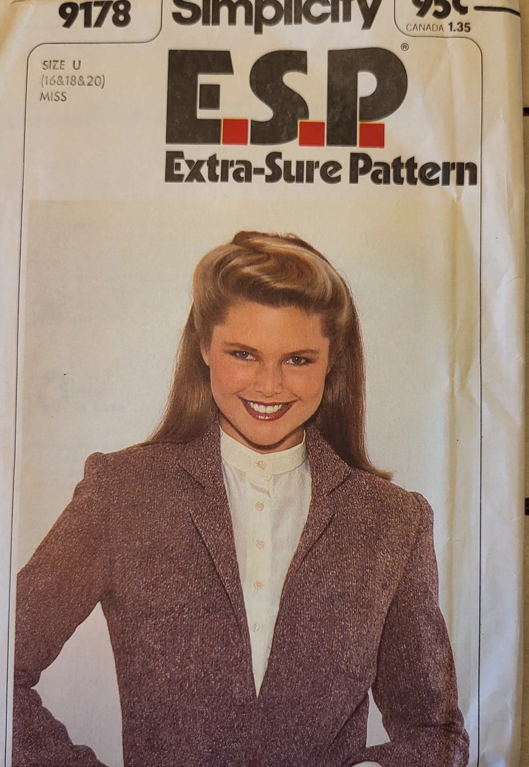 Simplicity 9178 ESP extra-sure Pattern Misses Lined Blazer Size 16-20 ...