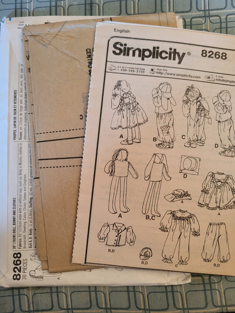 Simplicity 8268 30 Doll, Bunny and Clothes - Etsy