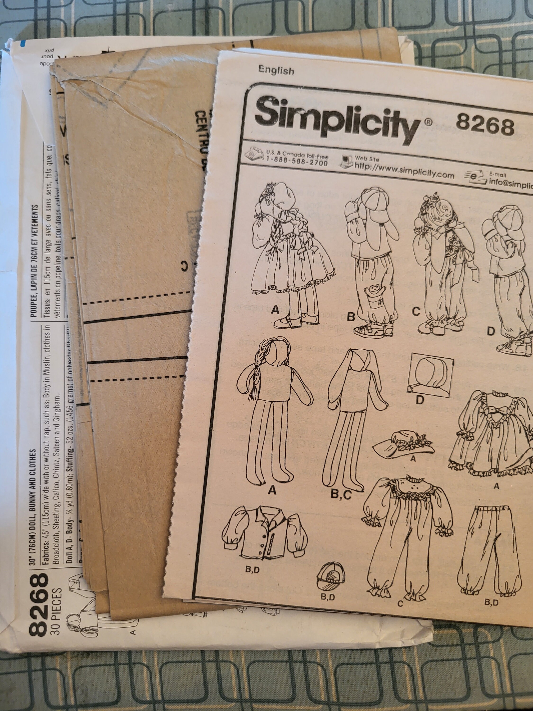 Simplicity 8268 30 Doll, Bunny and Clothes - Etsy