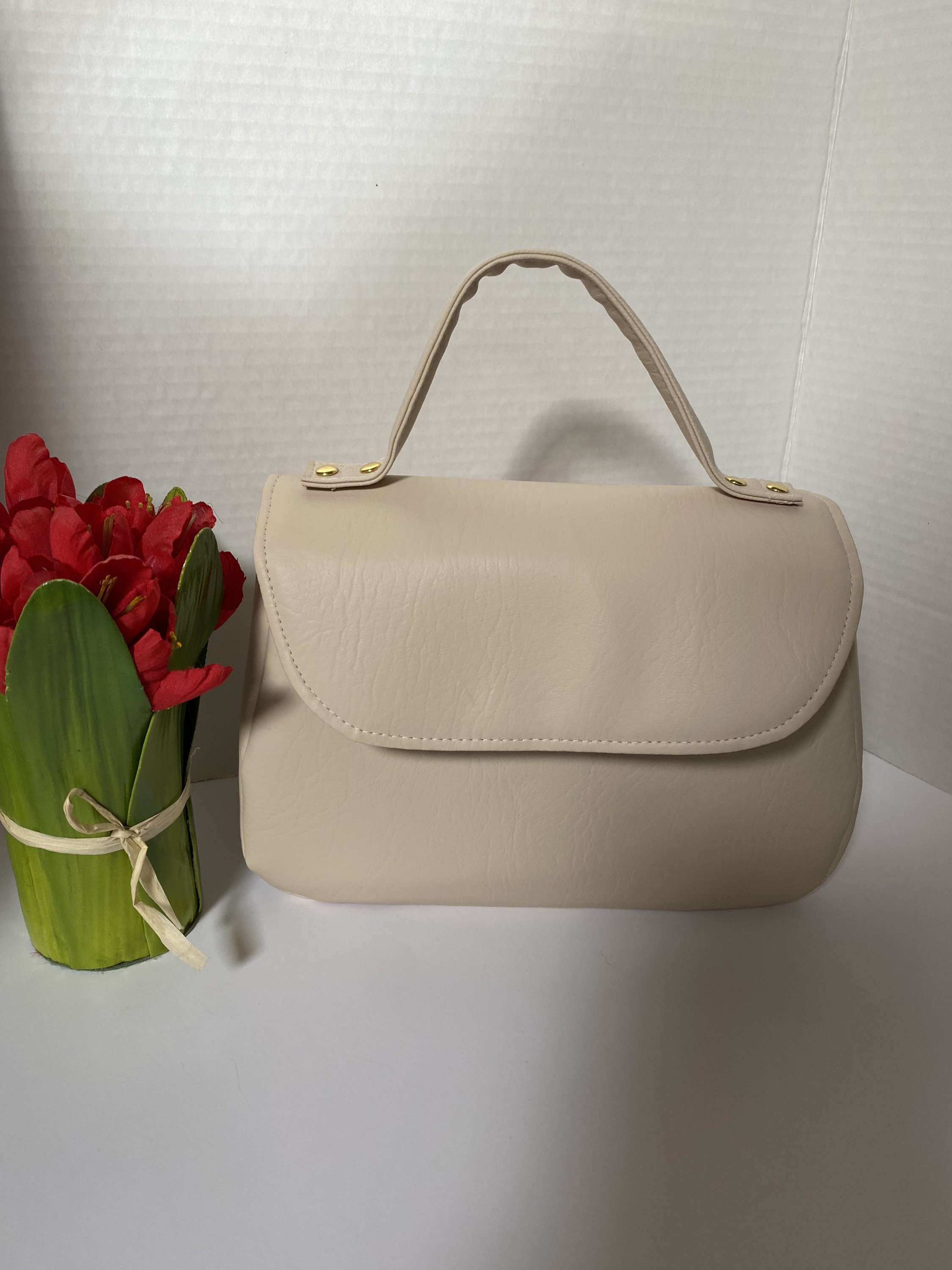 Vintage Inspired Champagne Faux Leather Mini Top Handle Purse/small Top ...