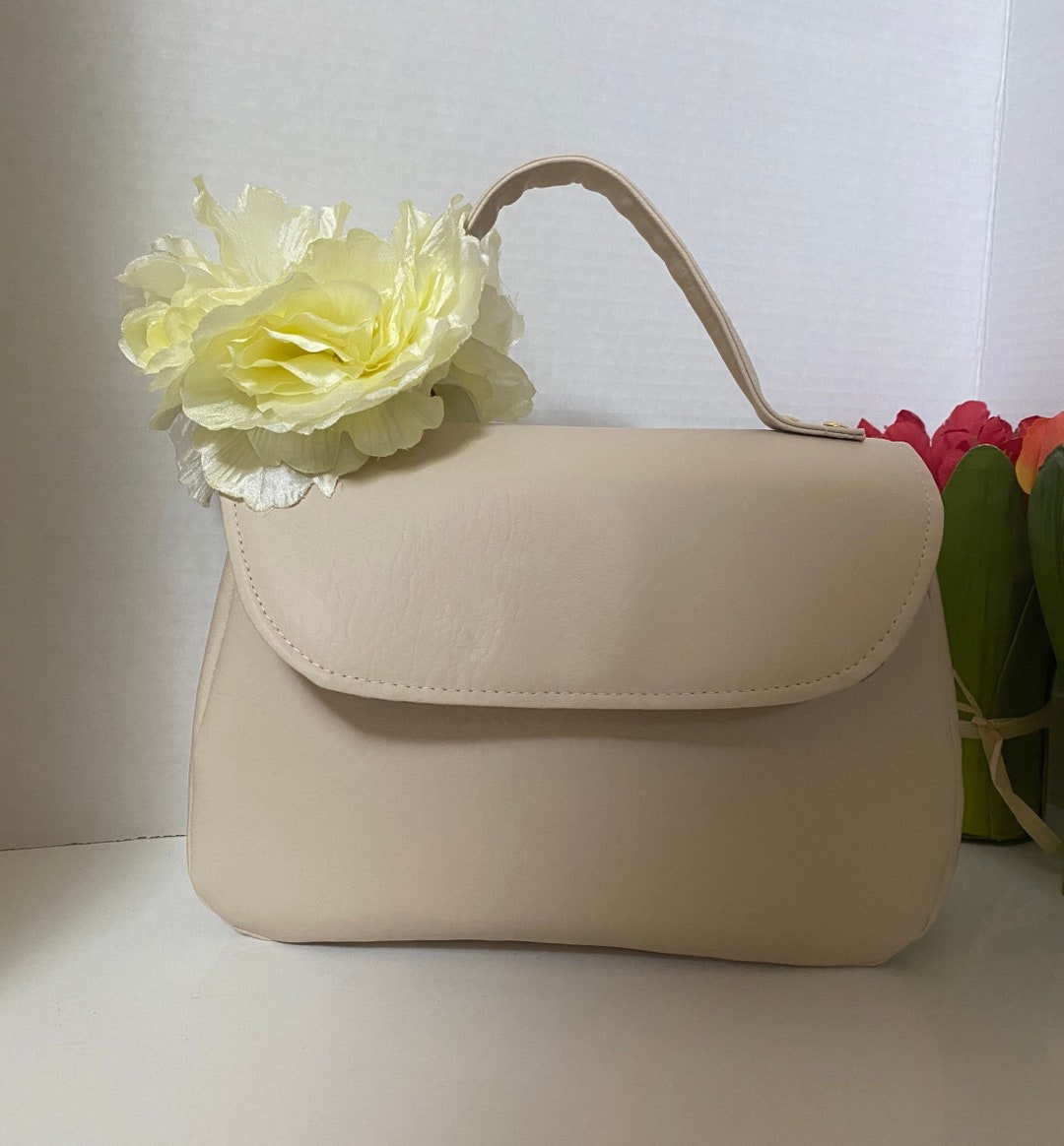 Vintage Inspired Champagne Faux Leather Mini Top Handle Purse/small Top ...