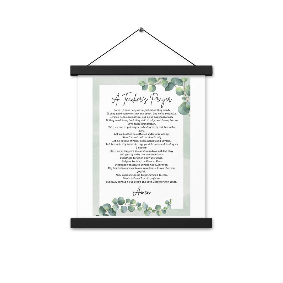 Christian A Teacher's Prayer Poster With Hangers | Classroom Wall Decor ...