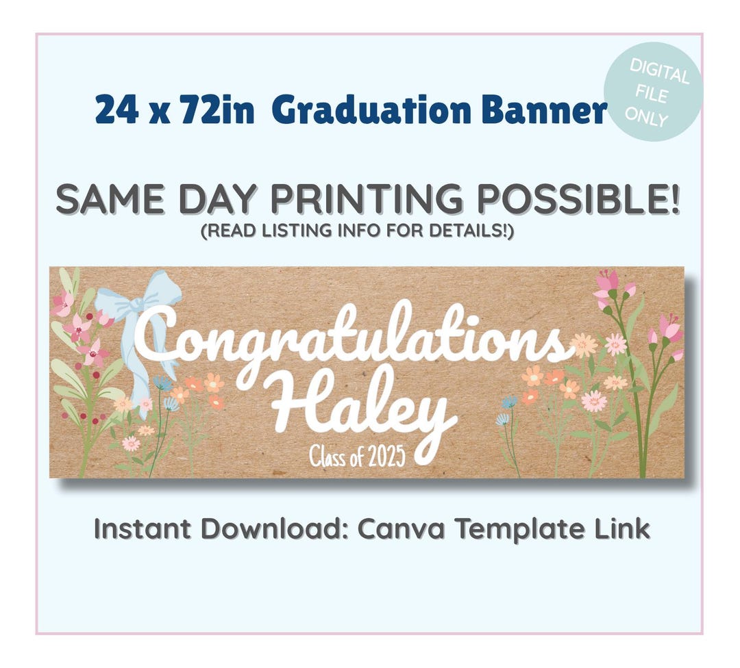 Editable Graduation Banner Template | Custom Name & Year,kraft Look ...