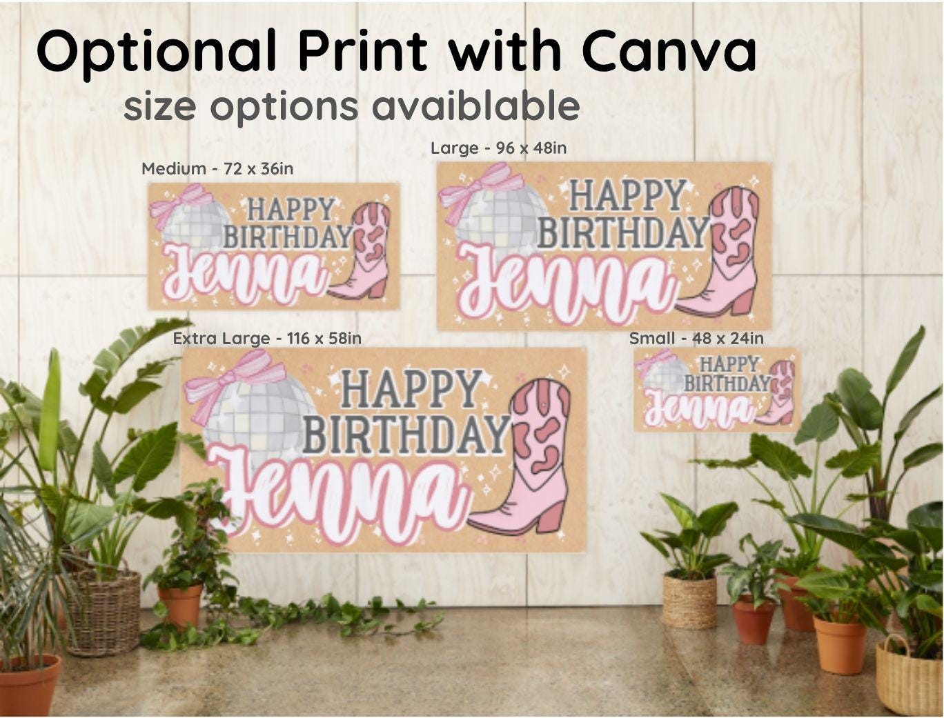 Editable Large Party Banner, Disco Ball, Cowgirl | Instant Download ...