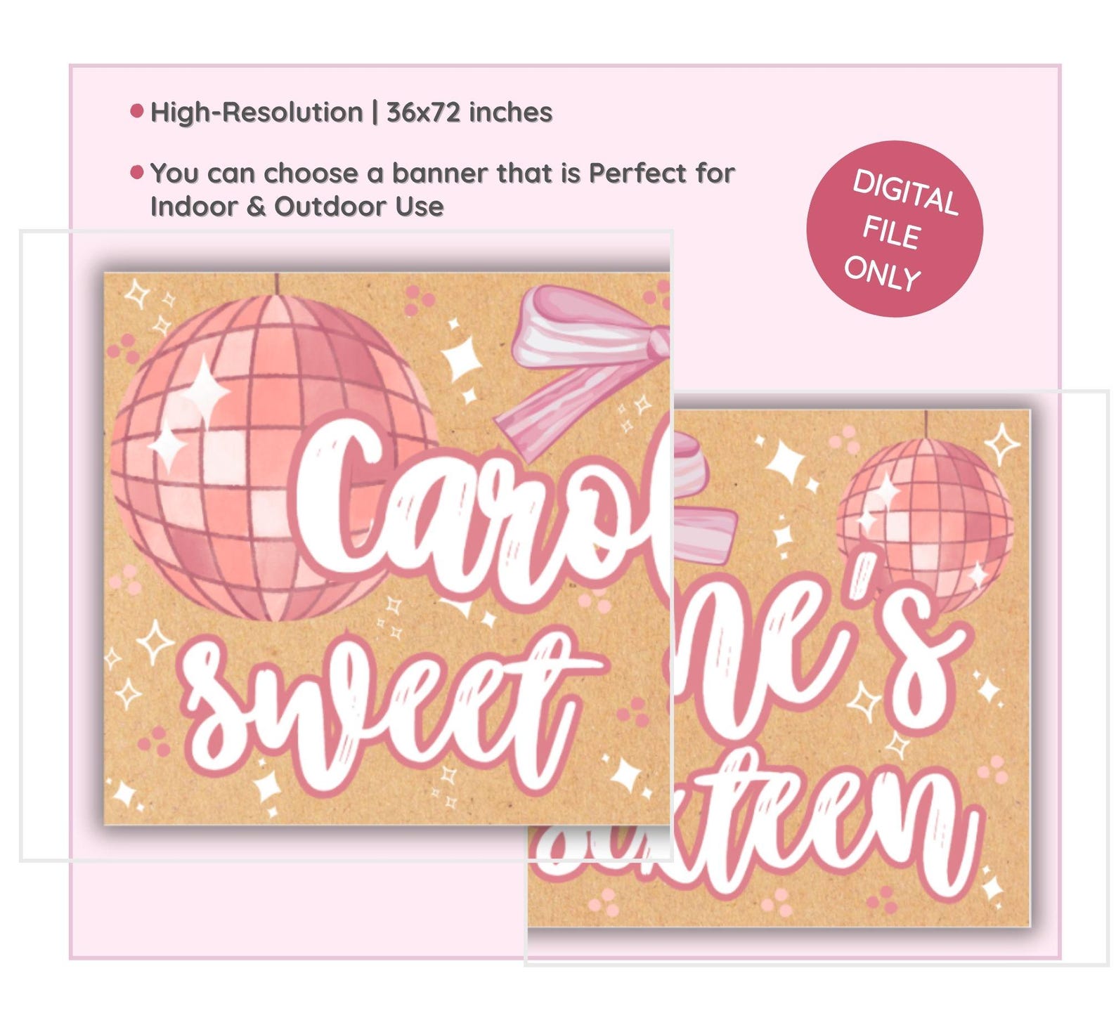Editable Sweet 16 Party Banner With Disco Ball | Instant Download ...