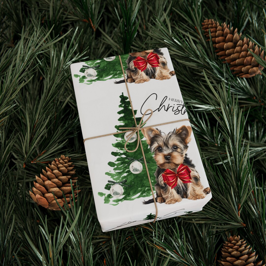 Yorkshire Terrier Christmas Wrapping Paper, Perfect for Yorkie Lovers ...