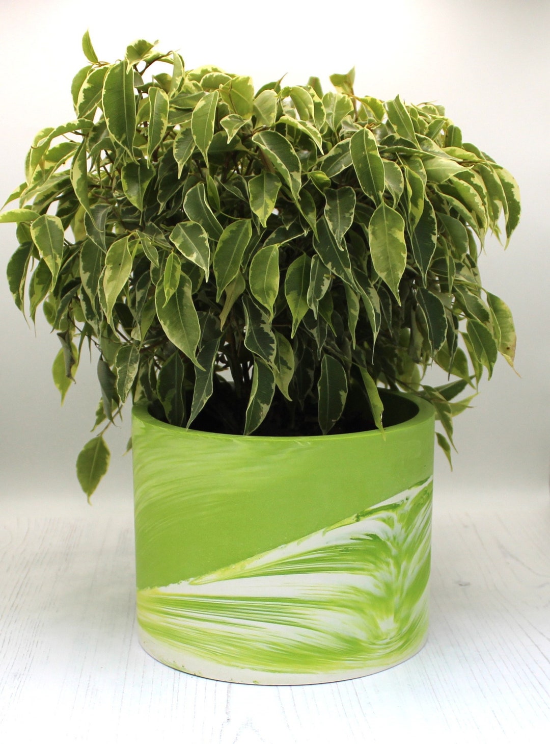 Large Plant Pot, Lime Green Plant Pot, Unique Plant Pot, Marbled Plant ...