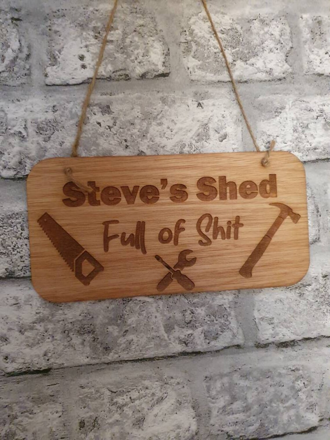 Dads Shed Full of Shit. Wooden Sign, Personalised Funny Gift for ...