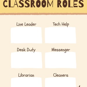 Classroom Roles Poster Digital Download Classroom Wall Art Roles for ...