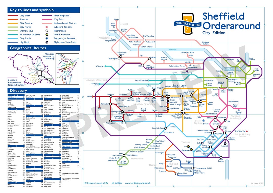 Sheffield City Orderaround A3 Pub Map Poster - Etsy