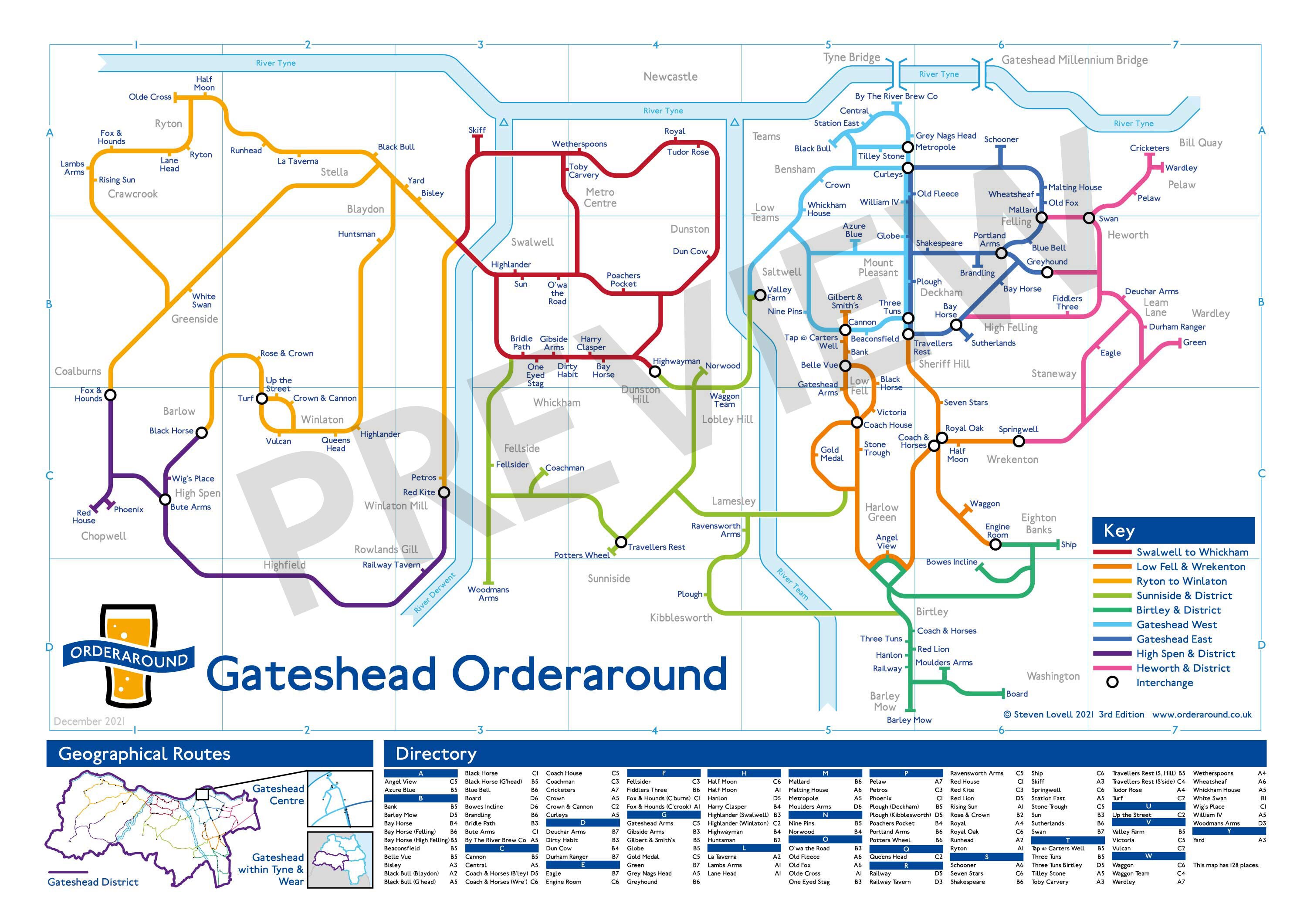 Gateshead Orderaround A3 Pub Map Poster - Etsy