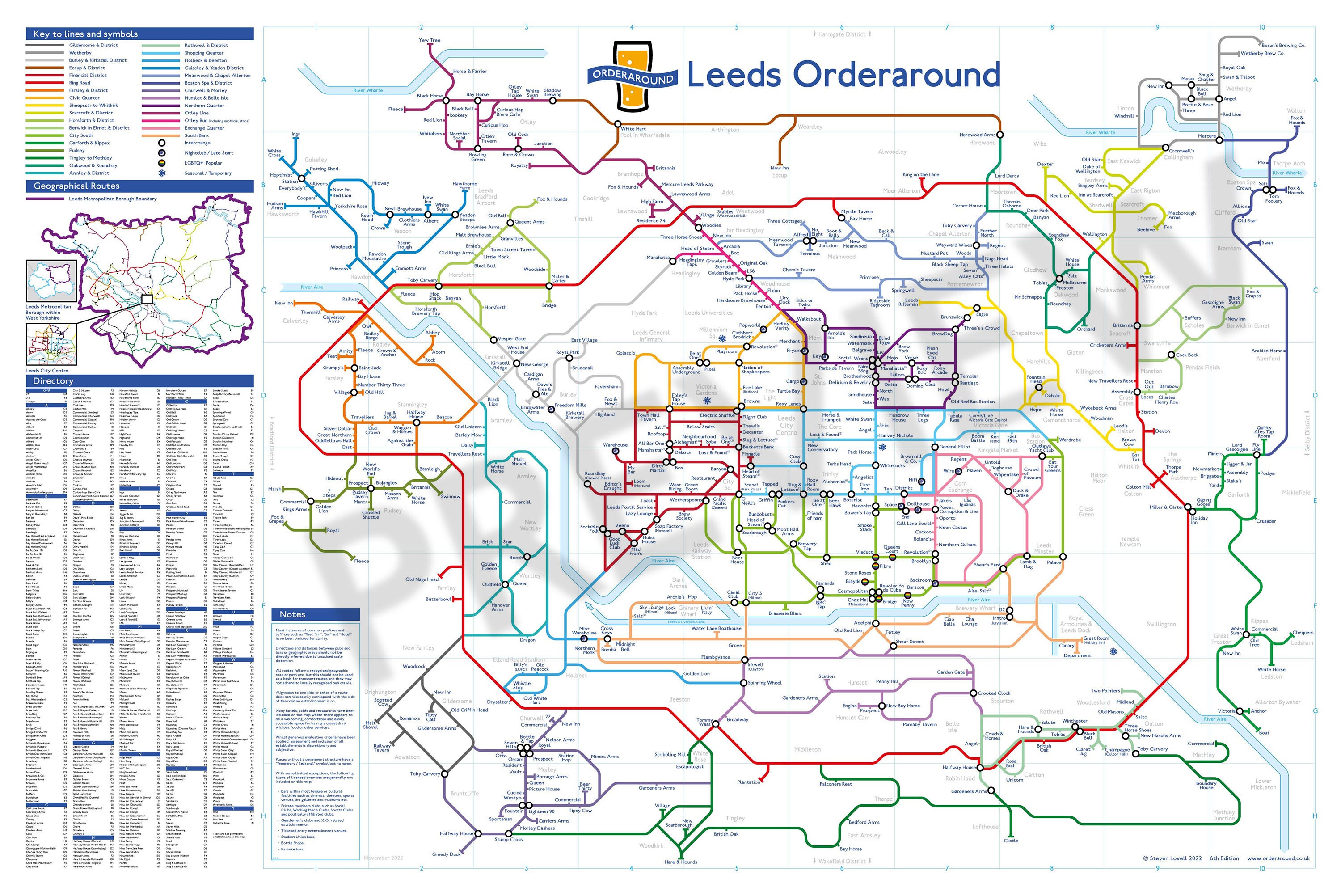 Leeds Orderaround Pub Map Poster. (610 X 915mm) - Etsy
