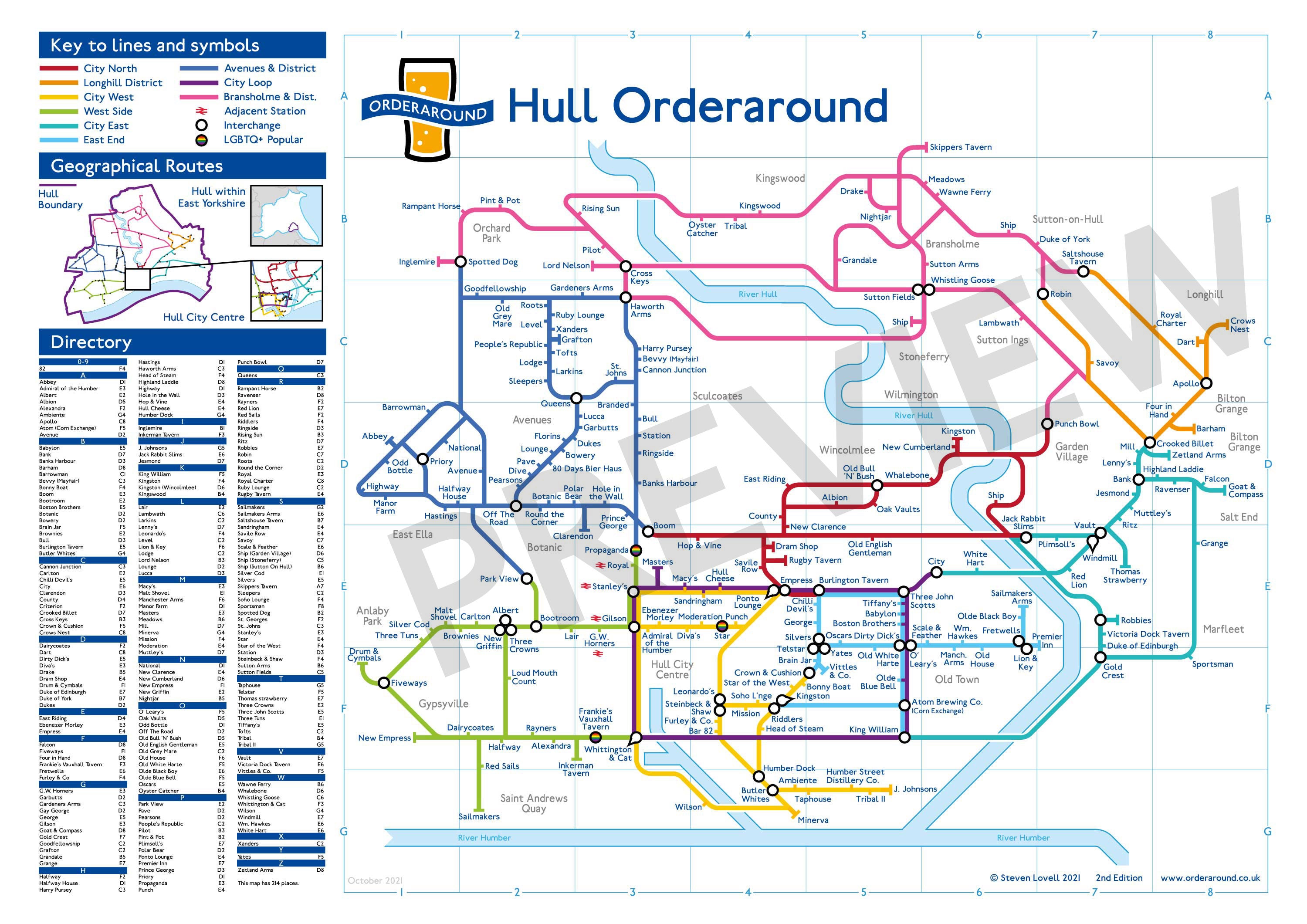 Hull Orderaround A3 Pub Map Poster - Etsy