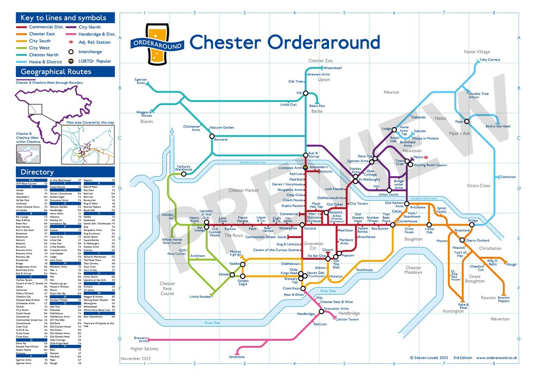 Chester Orderaround A3 Pub Map Poster - Etsy