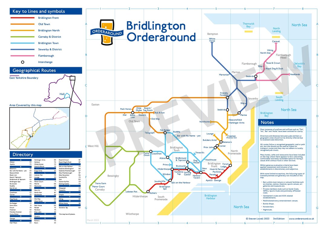 Bridlington Orderaround A3 Pub Map Poster - Etsy