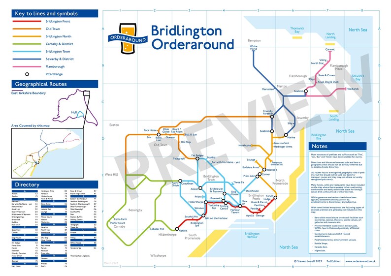 Bridlington Orderaround A3 Pub Map Poster - Etsy