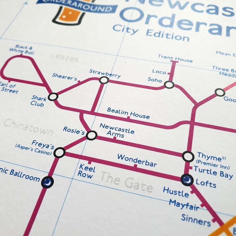 Newcastle City Orderaround A3 Pub Map Poster - Etsy