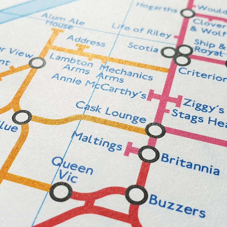 South Tyneside Orderaround A3 Pub Map Poster - Etsy