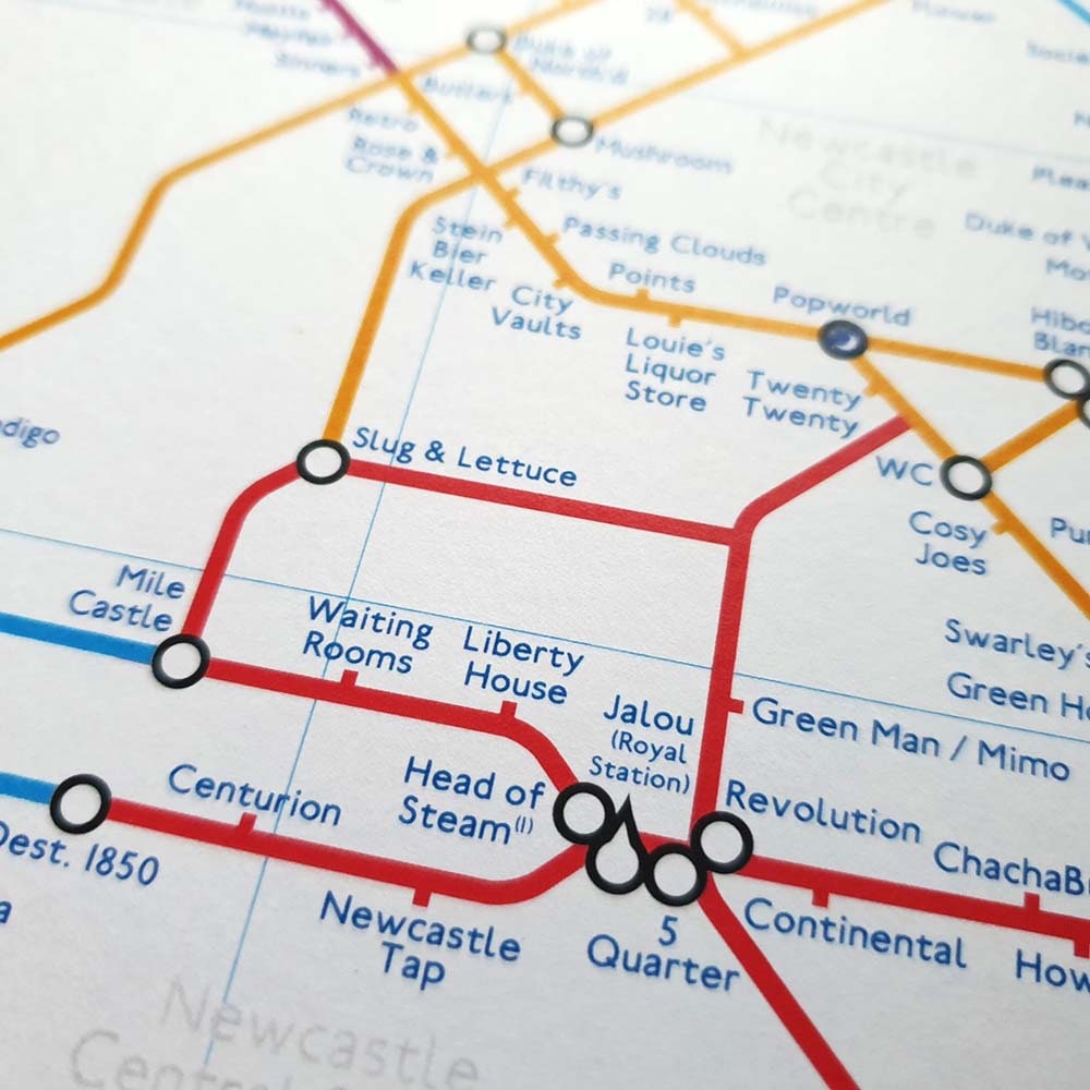 Newcastle City Orderaround A3 Pub Map Poster - Etsy