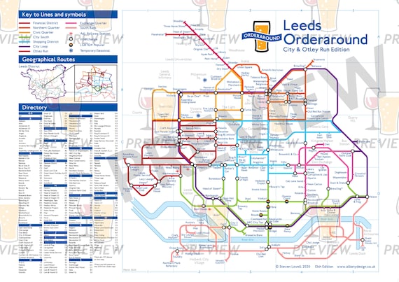 Leeds Orderaround City & Otley Run Edition Pub Map | Etsy