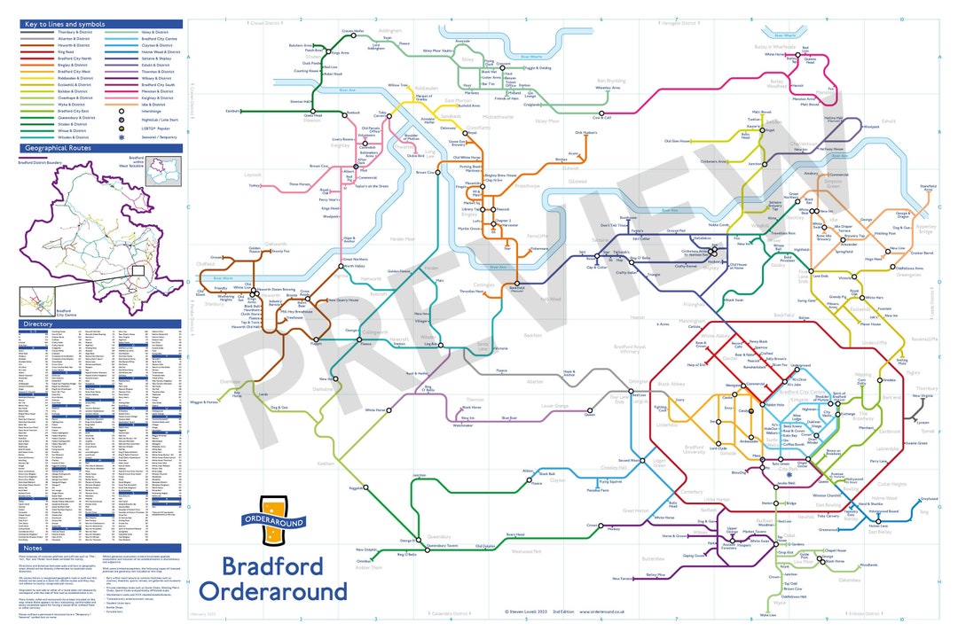 Bradford Orderaround Pub Map Poster (610 X 915mm) - Etsy