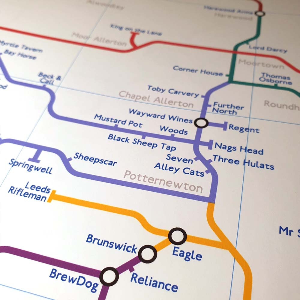 Leeds Orderaround Pub Map Poster. (610 X 915mm) - Etsy