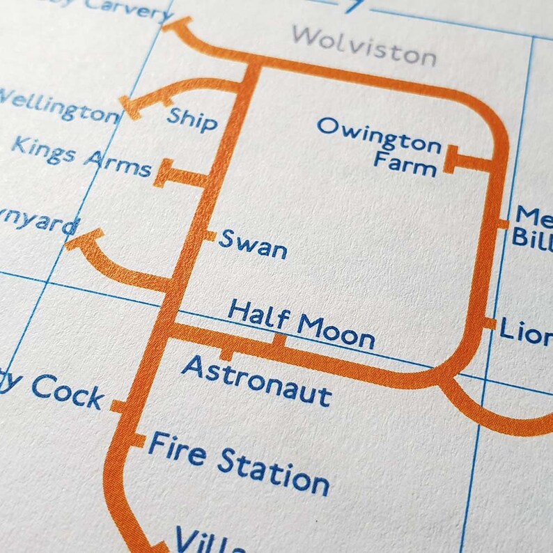 Stockton on Tees Orderaround A3 Pub Map Poster - Etsy